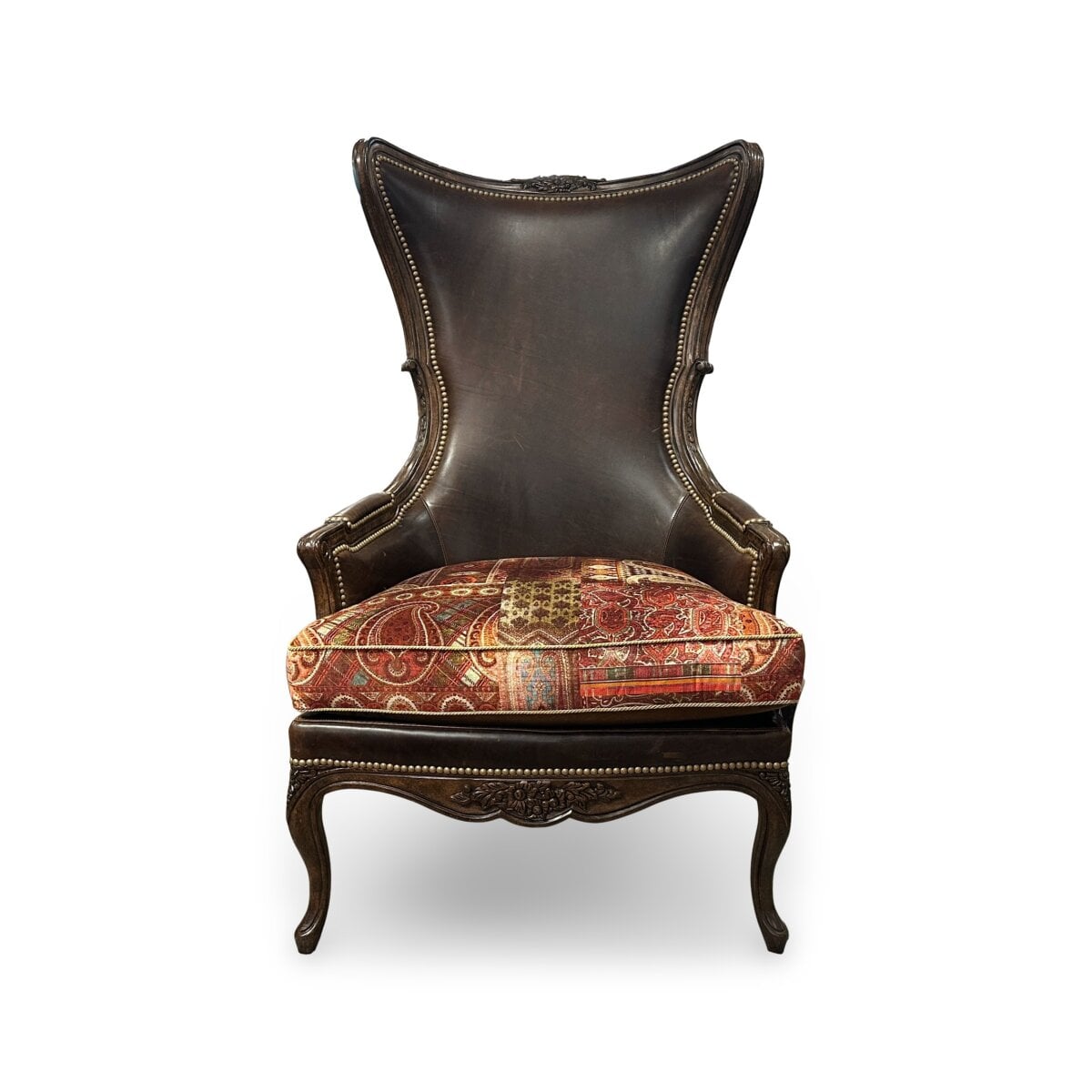 Traditional Wingback Leather Accent Chair with Sloped Arms – Montgomery ...
